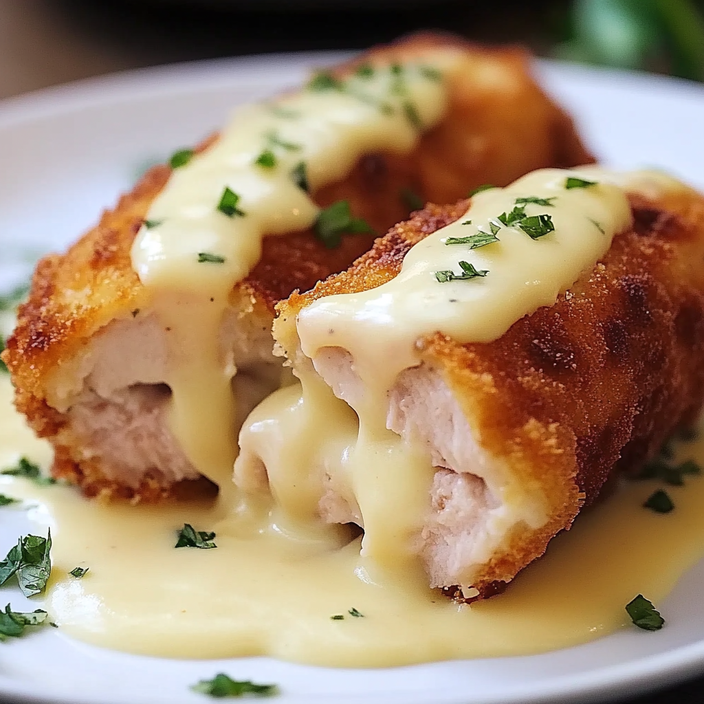 Amazing Chicken Cordon Bleu with Swiss Cheese Sauce Delight