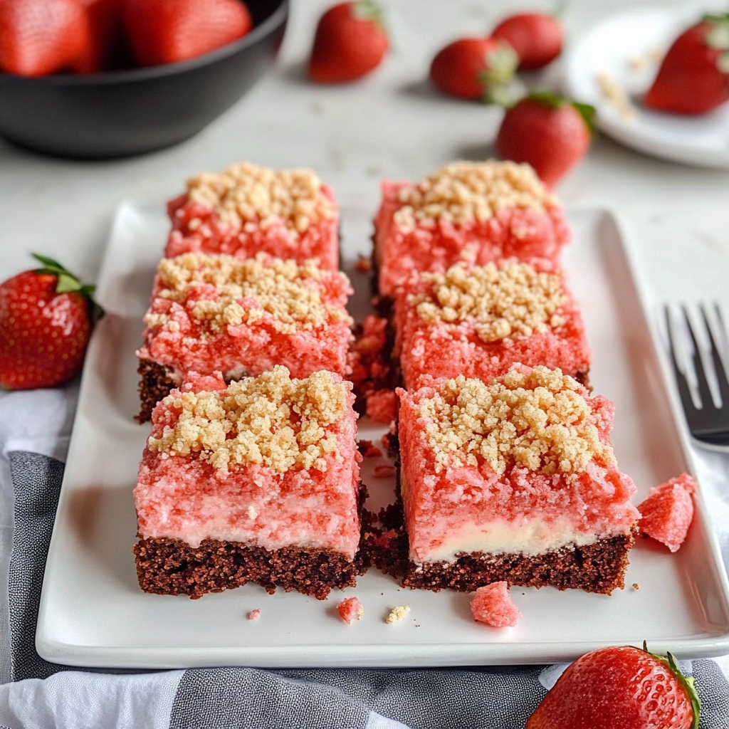 Amazing Valentine’s Strawberry Crunch Brownie Bars Delight